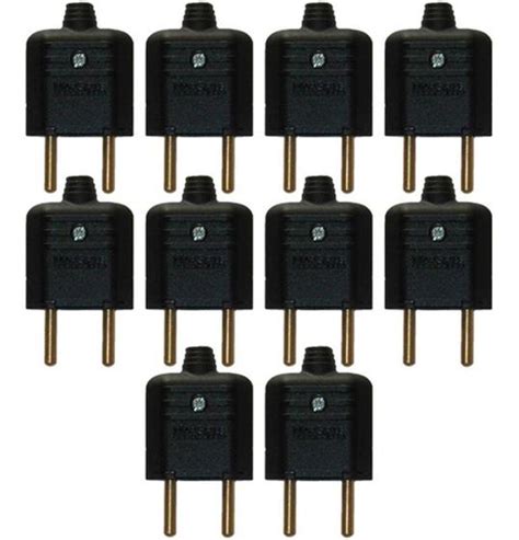 10 Tomada Plugue Pino Macho 2 Pinos 10a Preto Margirius Plugs E