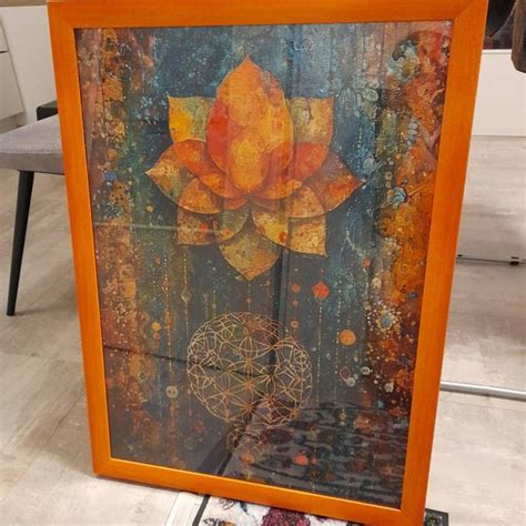 Lotus Blossom From Flower Of Life Boho Wall Art Etsy