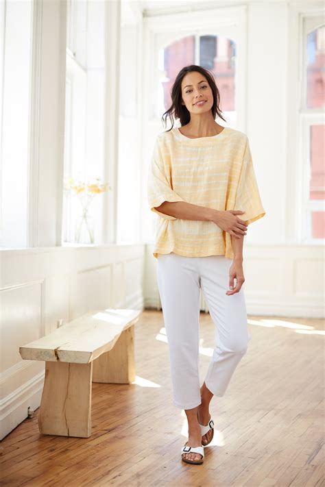 Pure Jill Shibori Kimono And Linen Slim Crops Everyday Casual Outfits