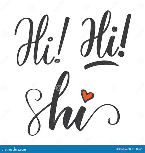 Word Hi Calligraphy Vector Set Stock Vector Illustration Of Greeting