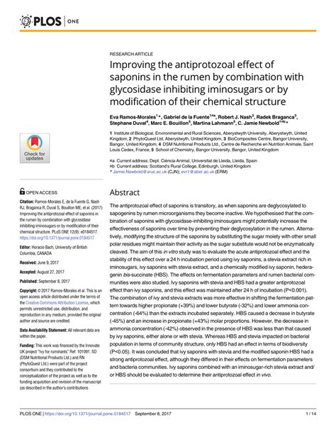 Pdf Improving The Antiprotozoal Effect Of Saponins In The Rumen By