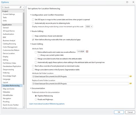 Set Location Referencing Options—arcgis Pro Documentation