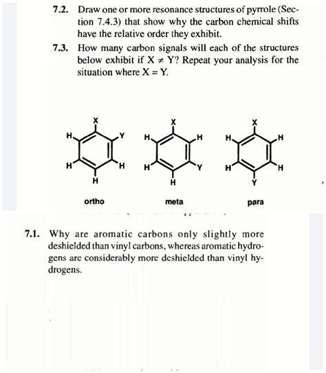 solved 7 2 draw one or more resonance structures of pyrrole