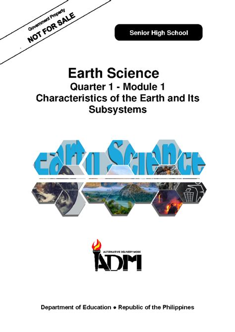 Earth Science 12 Quarter 1 Module 1 Self Learning Modules Not Earth