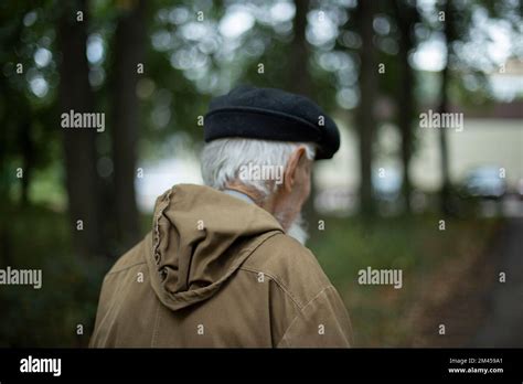 Gray Haired Elderly Man Russian Old Man Retired In Russia Man Walks