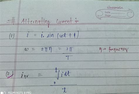 Alternating Current Physics Formula Class 12jeeneet