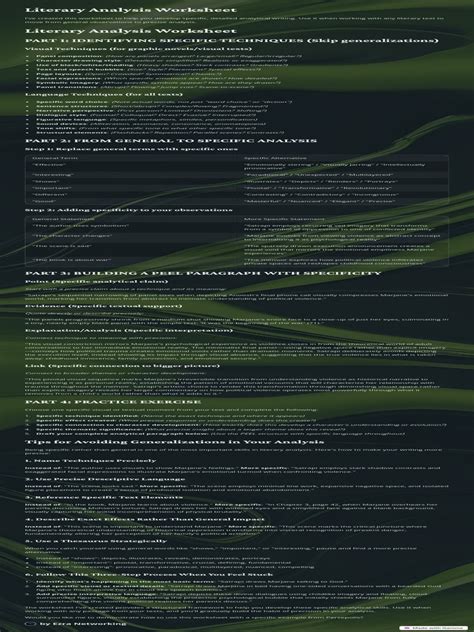 Literary Analysis Worksheet Pdf Violence Narrative