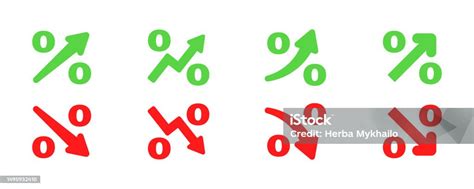 백분율 화살표 벡터 아이콘 집합입니다 위쪽과 아래쪽이 있는 녹색 및 빨간색 백분율 화살표 성장과 감소 가격에 대한 스톡 벡터 아트 및 기타 이미지 Istock