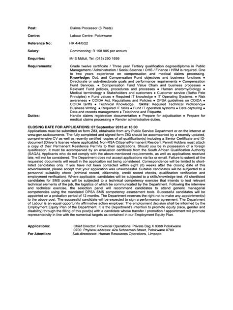 Fillable Online Claims Processor Posts Fax Email Print PdfFiller