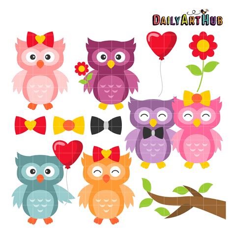 Cute Colorful Owls Clip Art