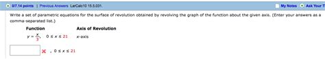 Solved Write A Set Of Parametric Equations For The Surface Chegg