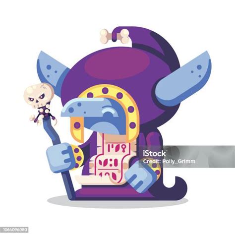 판타지 롤플레잉 게임 캐릭터 괴물과 영웅 아이콘 그림 사악한 고 블 린 샤먼 마법사 경쟁자에 대한 스톡 벡터 아트 및 기타