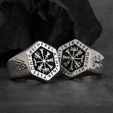 Nordic Viking Totem Compass Ring Historical Recreation