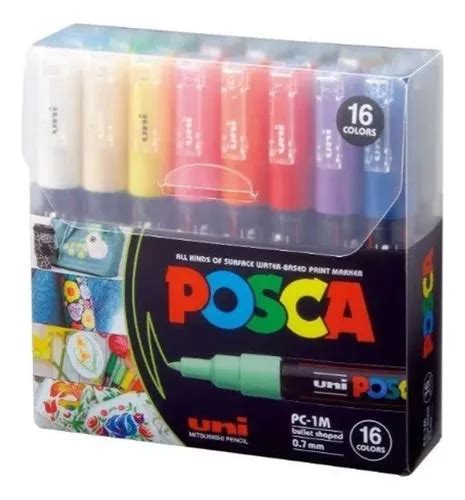 Uni Posca Marcador Pc 1m Set X 16 Colores Definidos MercadoLibre
