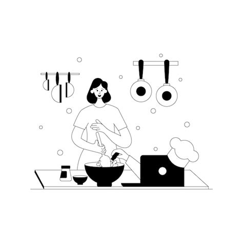 Premium Vector Girl Cooking Food