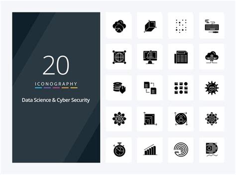 premium vector 20 data science and cyber security solid glyph icon