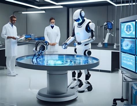 Premium Photo A Robotic Scientist Conducting Experiments In A