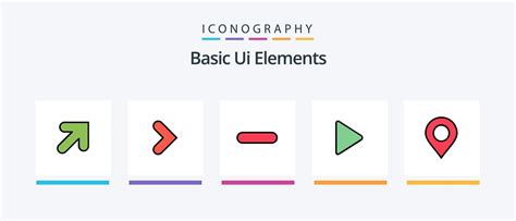 Basic Ui Elements Line Filled 5 Icon Pack Including Up Arrow Info
