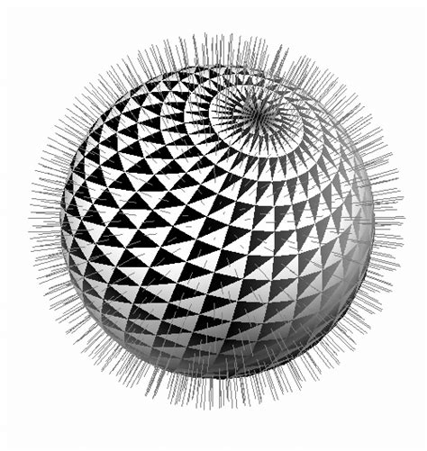 1 A Computer Generated Sphere Showing Normals Projecting From Triangle