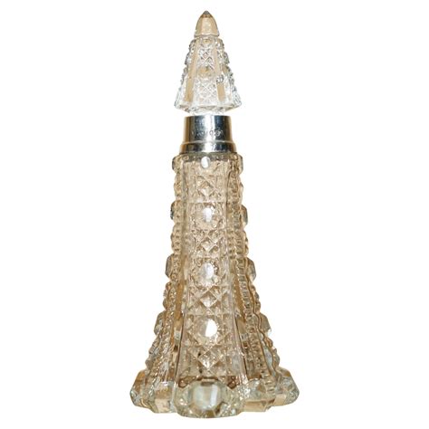 Large 23cm 1906 Antique Perfume Bottle Flask Cut Glass Crystal Sterling Silver For Sale At 1stdibs
