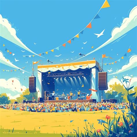 Premium Vector Summer Concert In An Openair Venue