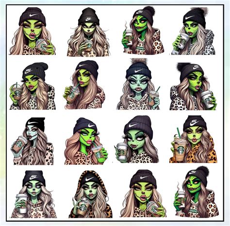Lady Grinch Png Santa Grinch Png Barbie Grinch Green Etsy Uk