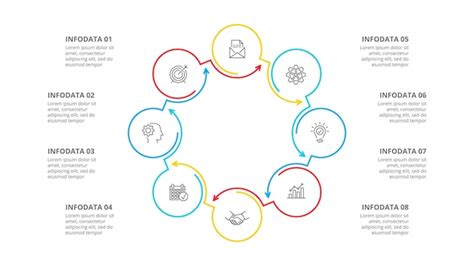 Octogone Plat à Ligne Mince Pour Infographie Modèle De Diagramme Avec 8
