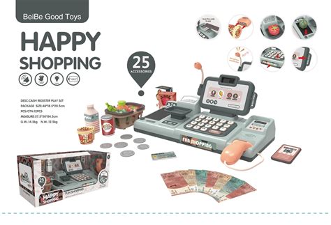 Toys Cash Register Pretend Play Set 4 In 1 Electronic Supermarket Toys