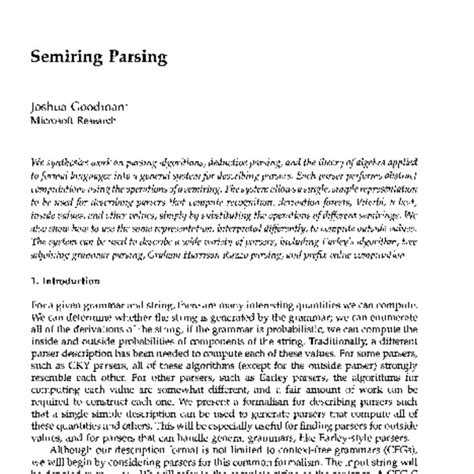 Semiring Parsing Acl Anthology