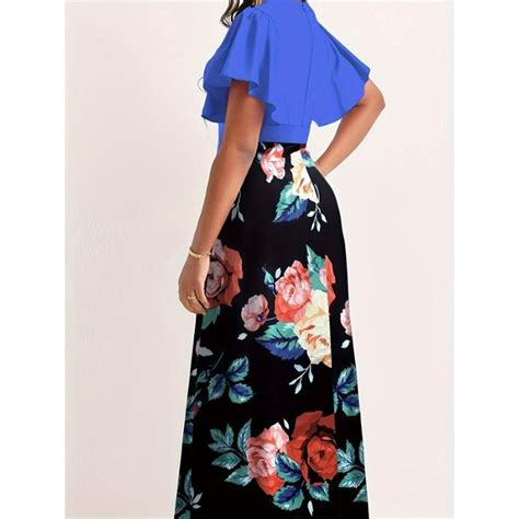 Купити Елегантна сукня великого розміру жіноча вечірня сукня максі з квітковим принтом і