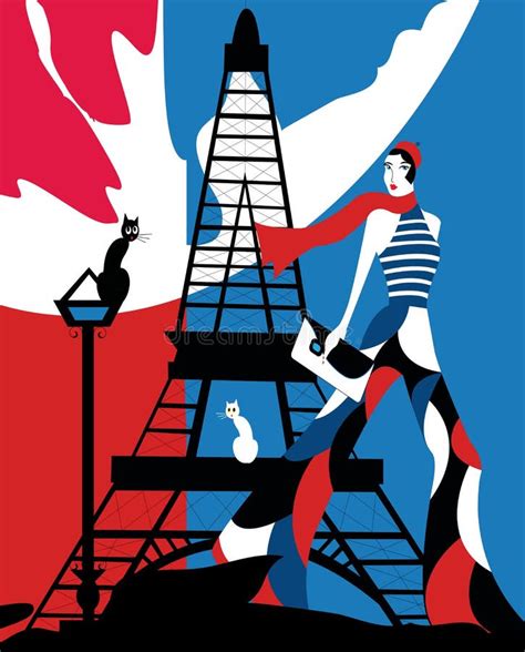 Girl And Eiffel Tower Stock Illustration Illustration Of Girl 4137854
