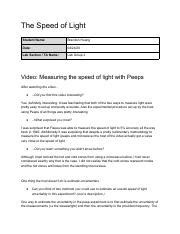 Lab 1 Speed Of Light Pdf The Speed Of Light Babe Name Brandon Huang Date 04 24 20 Lab