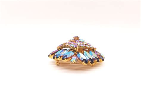 Austrian Ab Crystal Rhinestone Square Dome Brooch Gem