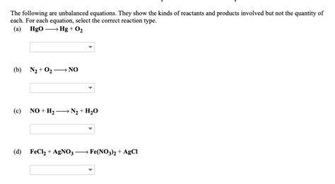 Answered The Following Are Unbalanced Equations Bartleby