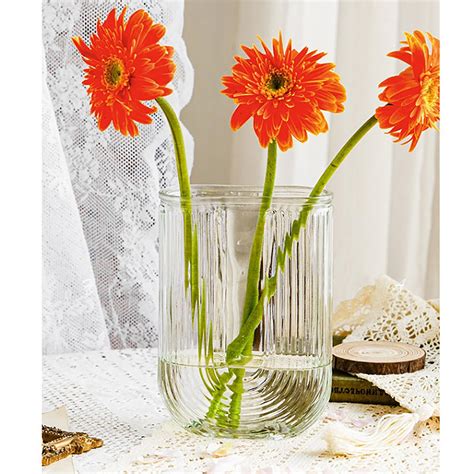 Clear Glass Vase Flower Vase For Centerpieces Ribbed Vase Tall Vase