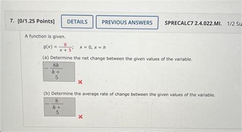Solved A Function Is Given G X X X X H A Determine Chegg