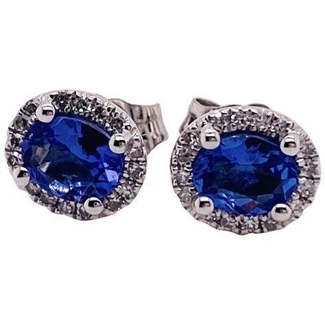 Ed Gem Purple Oval Tanzanite And Diamond Earrings At 1stdibs