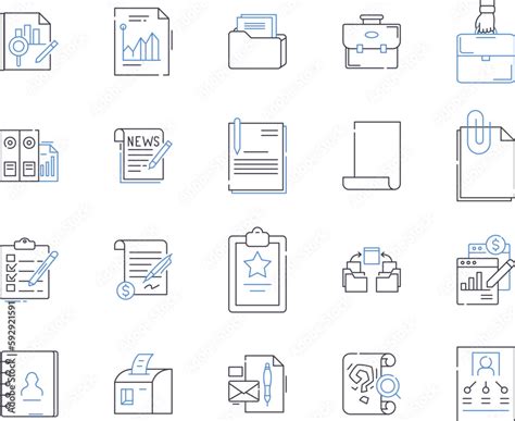 Business Files And Folders Outline Icons Collection File Folder Document Report Spreadsheet