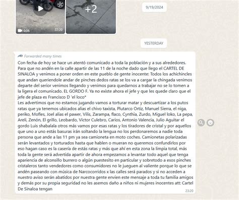 Alerta De Seguridad En Culiacán Con Comunicado Del Cártel De Sinaloa