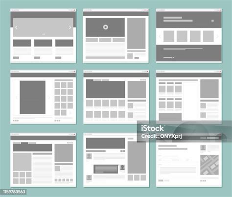 網頁佈局互聯網瀏覽器視窗與網站元素介面 Ui 範本向量設計向量圖形及更多網頁圖片 網頁 模板 設計圖 Istock