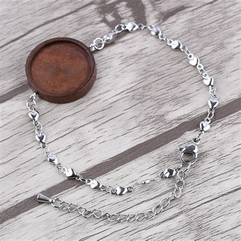 Onwear 5pcs Fit 20mm Round Glass Cabochon Bracelet Blanks Stainless