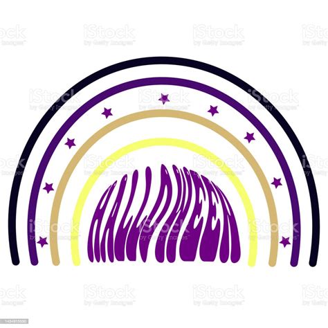 별과 할로윈 무지개 유령 같은 밤을 축하하기위한 귀여운 손으로 그린 아이콘 배경 벡터 일러스트레이션 할로윈 색상 포스터 카드 또는 배너 디자인 0명에 대한 스톡 벡터 아트