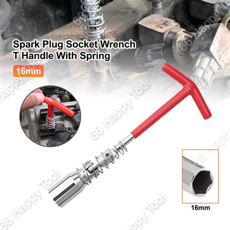 16mm Spark Plug Socket T Handle Wrench With Spring 225mm Long Universal