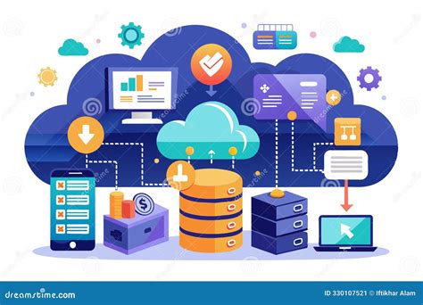 A Digital Representation Illustrating The Cloud Storage Process