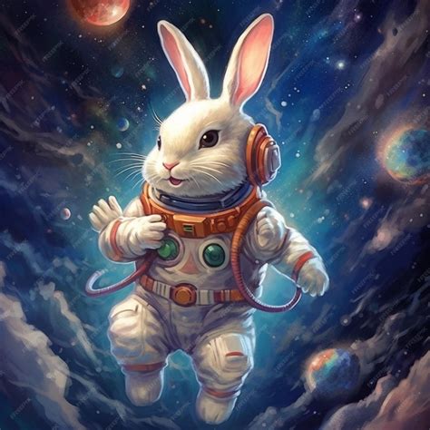 Premium Photo Rabbit Astronaut In Space Suit With Headphones On