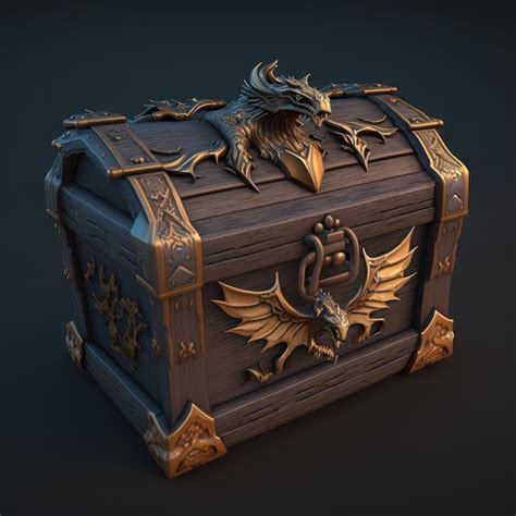 Premium Ai Image A Wooden Chest With A Bird On It