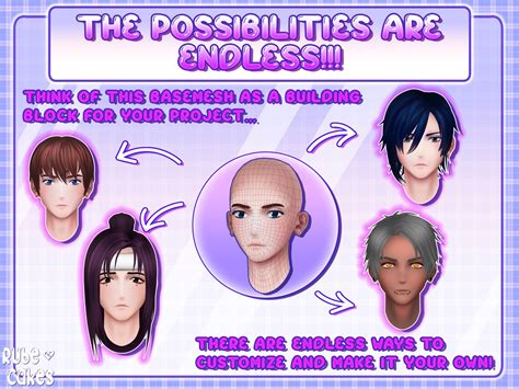 3d Ikemen Anime Head Basemesh Vtuber Customizable Face Vrchat