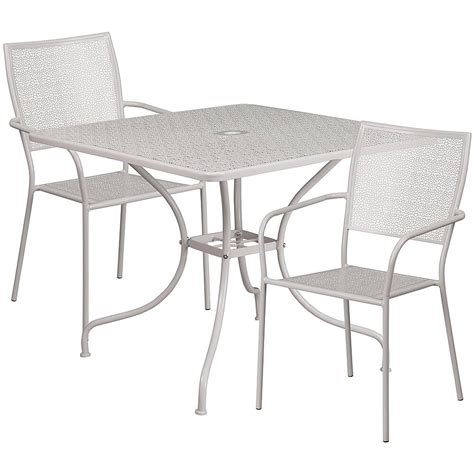 Flash Furniture Oia Outdoor Square Contemporary Metal 3 Piece Patio Set