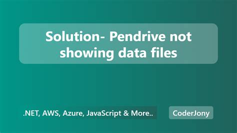 Coderjony Solution Pendrive Not Showing Data Files
