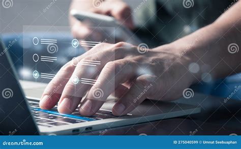 Businessman Take A Quiz A Poll An Analysis Or An Examination Online